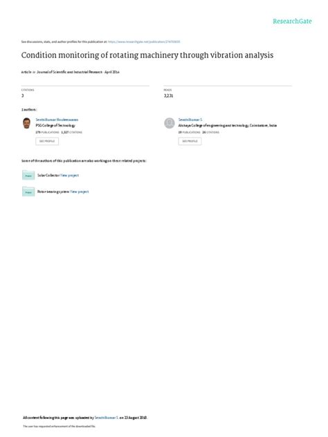 Condition Monitoring Of Rotating Machinery Through Vibration Analysis