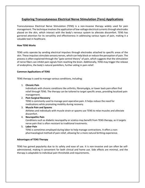 Ppt Exploring Transcutaneous Electrical Nerve Stimulation Tens Applications Powerpoint