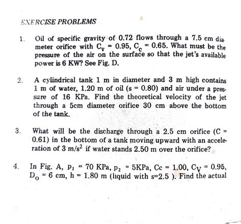 Chapter 7 Exercise Problems Exercise Problems Oil Of Specific Gravity