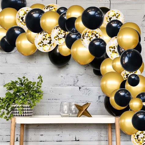Buy RUBFAC Black And Gold Balloons Garland Arch Kit With Black Gold