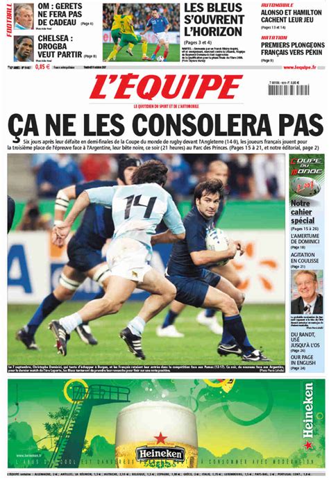 L Équipe Front Page from October