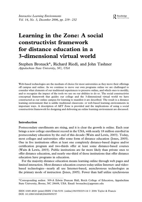 Pdf Learning In The Zone A Social Constructivist Framework For