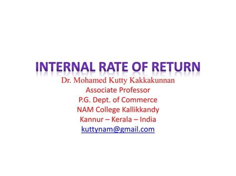Internal Rate Of Return PPTX