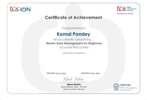 Datamanagement Tcsion Learningjourney Datascience Bigdata Dataanalytics Komal Pandey