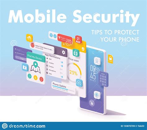 Vector Mobile Security And Data Protection Concept Stock Vector Illustration Of Antivirus
