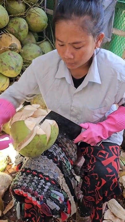 가족의 생계를 위해 한낮 땡볕에서 코코넛을 자르는 엄마 Youtube