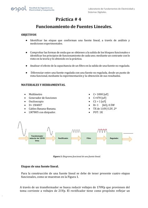 Práctica 4 Funcionamiento de Fuentes Lineales y Conmutadas