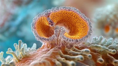 Close Up View Of Human Cell Structure With Intricate Details Stock