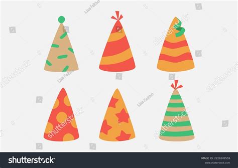 Set Cute Birthday Hat Flat Vector Stock Vector Royalty Free