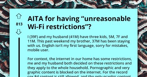 Parent Sparks Controversy By Denying Brother Access To Restricted Wi Fi In Family Home Just