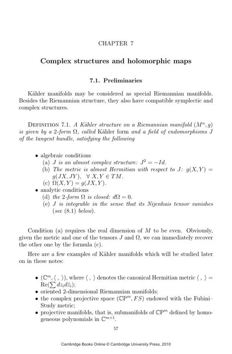 Complex Structures And Holomorphic Maps Chapter 7 Lectures On