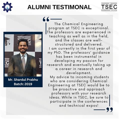 Tsec Chemical Engineering Department On Linkedin Alumni