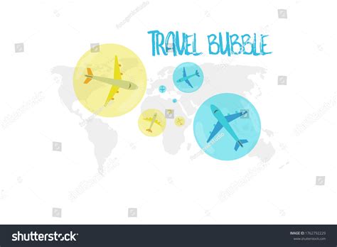 Airplane Bubble World Map White Background Stock Illustration