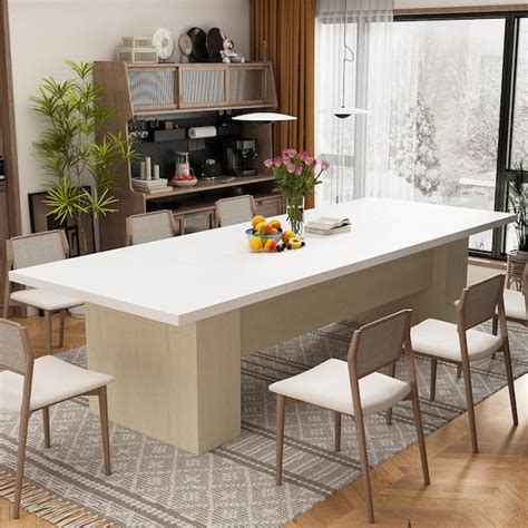 FUFU GAGA Wooden Grain Oak And White Color Wood 126 In Width Rectangle