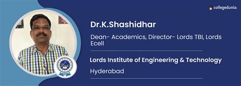 Lords Institute Of Engineering And Technology Drkshashidhar Dean Academics Director Lords Tbi