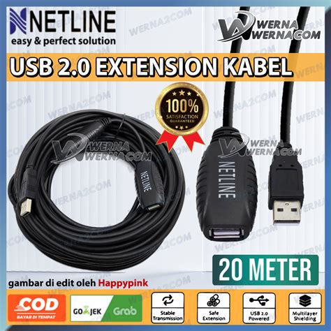 Jual Kabel Usb Extension Aktif Active Male To Female Netline M M M Shopee Indonesia