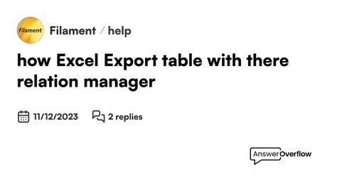 how excel export table with there relation manager filament
