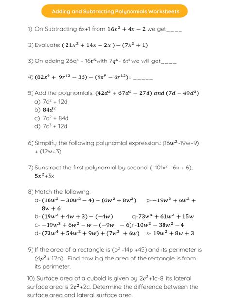 Adding And Subtracting Polynomials Guide Pdf