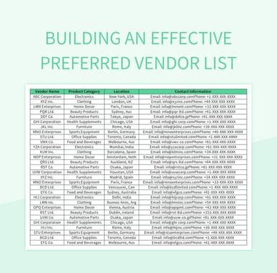 Free Vendor List Templates For Google Sheets And Microsoft Excel Slidesdocs