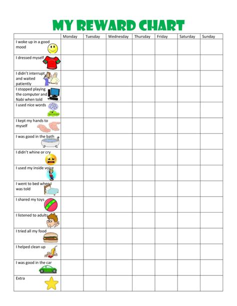 Behavior Reward Chart To Use At Home