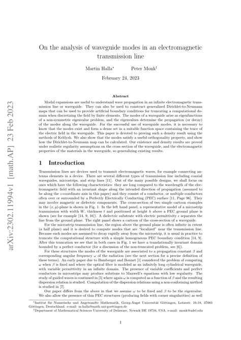 Pdf On The Analysis Of Waveguide Modes In An Electromagnetic Transmission Line