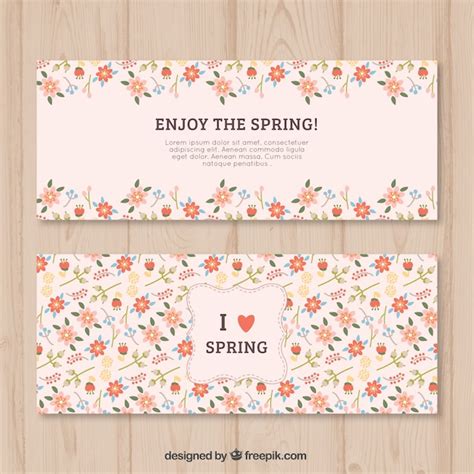 Cute Spring Banners Free Vector