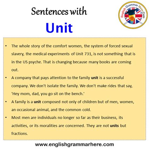 Sentences With Unit Unit In A Sentence In English Sentences For Unit English Grammar Here