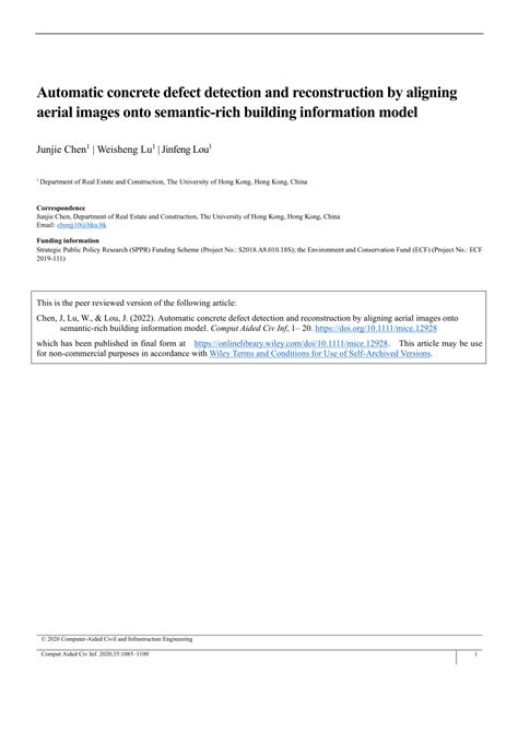 PDF Automatic Concrete Defect Detection And Reconstruction By Aligning Aerial Images Onto