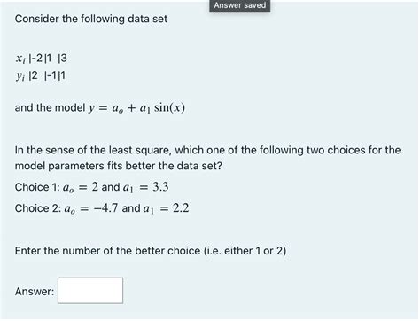 Solved Consider The Following Data Set Xi Yi Chegg