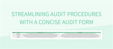 Free Audit Report Templates For Google Sheets And Microsoft Excel Slidesdocs