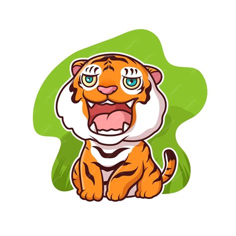 Premium Vector Cute Tiger Cartoon Roaring