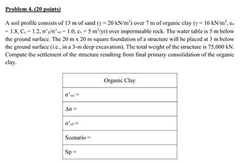 Solved Problem 4 20 Points A Soil Profile Consists Of 13 Chegg