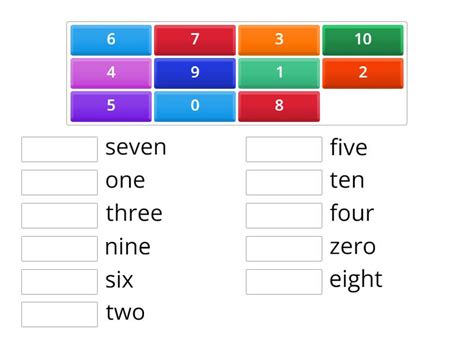 Numbers 0 10 Match Up