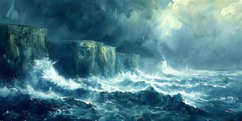 Premium Photo Captured In A Dramatic Oil Painting Stormy Seas Crash