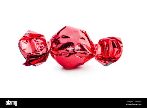 Sweet Candy Wrapped In Foil Isolated On The White Background Stock