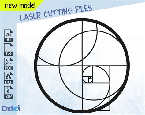 Golden Ratio Svg Phi Symbol Svg Fibonacci Spiral Wall Art Laser Cut Svg Laser Cut Dxf Files