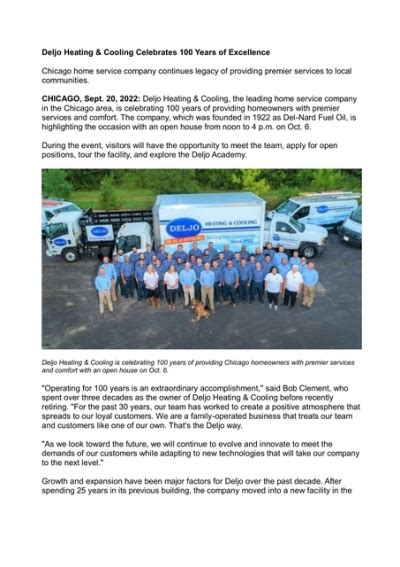 Deljo Heating And Cooling Celebrates 100 Years Of Excellence