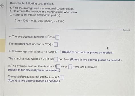 Solved Consider The Following Cost Function A Find The Chegg