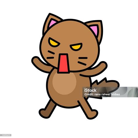 귀여운 고양이 아바타 벡터 일러스트 레이 션 채워진 된 아이콘 편집 가능한 스트로크 감정에 대한 스톡 벡터 아트 및 기타 이미지
