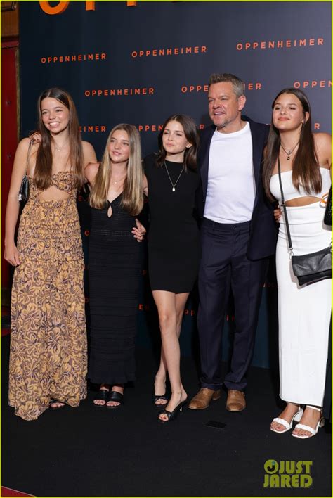 Matt Damon Attends Oppenheimer Paris Premiere With Two Of His Daughters Plus Their Friends