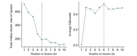 Total Within Cluster Sum Of Squares And Average Silhouette Width The