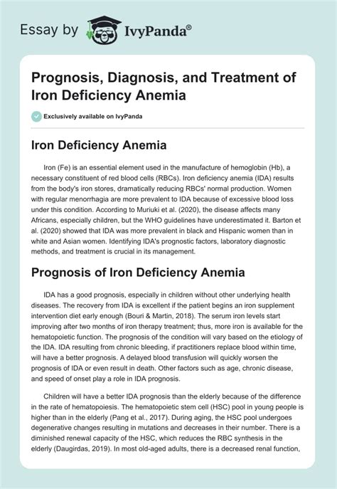 Prognosis Diagnosis And Treatment Of Iron Deficiency Anemia 1207