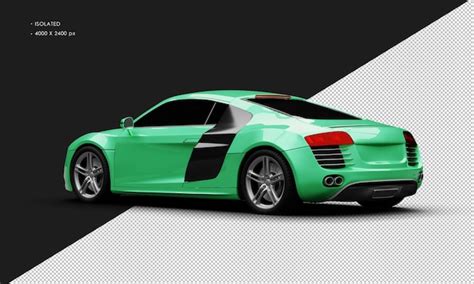 左リアビューから分離された現実的な緑の高級エレガントなモダンなスポーツカー Premium Psd