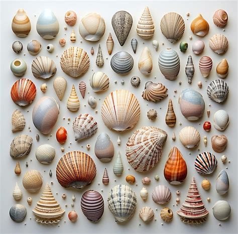 Premium Ai Image A Large Group Of Shells On A White Background