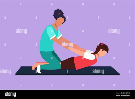 Cartoon Flat Style Drawing Of Professional Therapist Practicing Massage