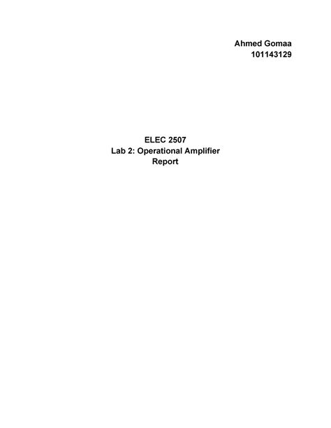 Elec Lab Pdf Lab Ahmed Gomaa ELEC Lab Operational Amplifier