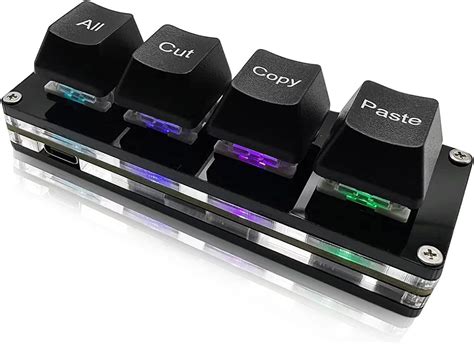 TRAHOO Mini 4 Key Select All Cut Copy Paste Macro Pad Ctrl A X C V Shortcut One Handed Keyboard