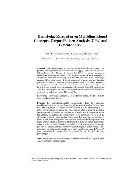 Pdf Knowledge Extraction On Multidimensional Concepts Corpus Pattern