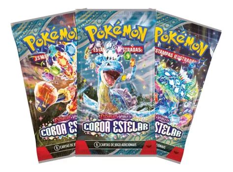 Kit Com 3 Blisters Unitários Pokémon Coleção Coroa Estelar