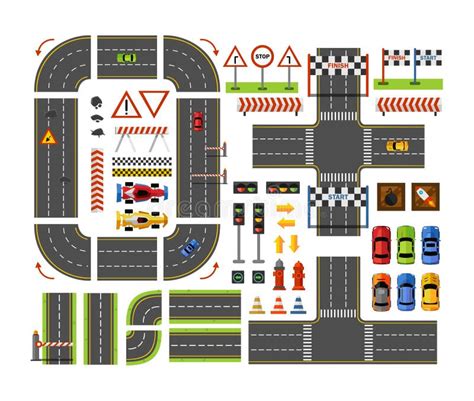 Road Constructor Top View In Flat Style For Game Design Isolated On